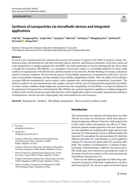 Synthesis Of Nanoparticles Via Microfluidic Devices And Integrated Applications