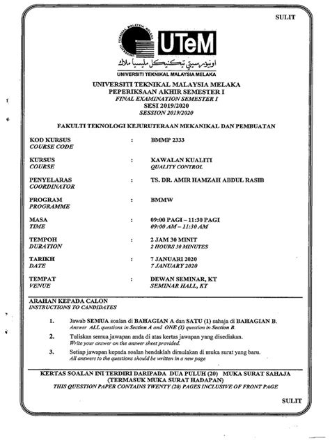 Bmmp2333011920 Kawalan Kualiti Quality Control Pdf