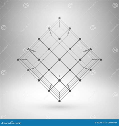 wireframe mesh polygonal cube stock vector illustration of form