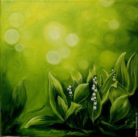 Картина маслом Ландыши в интернет магазине на Ярмарке Мастеров Картины Балашиха доставка по
