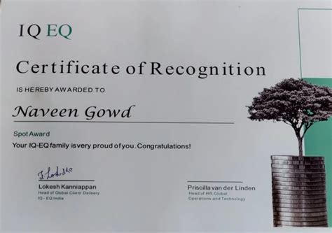 It Was A Great Feeling To Receive An Recognition From Our Global Head Sean Douglas In Iq Eq