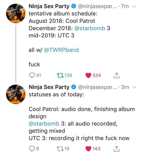 For Those Of You Not On Twitter Heres Some Official NSP Album Updates R NinjaSexParty