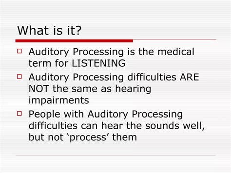 Auditory Processing Difficulties Ppt Brain And Nervous System