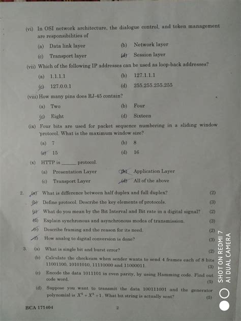 Computer Network Question Paper 2022 Question Paper Computer Network