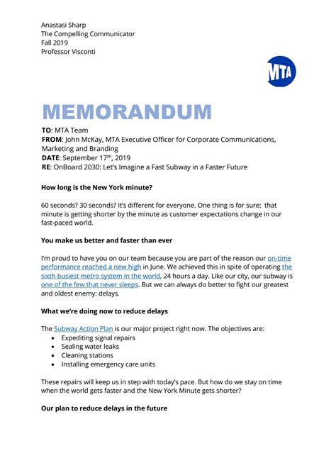 Sample Business Memo By Anastasi Sharp Issuu