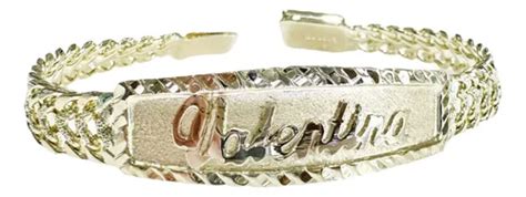 Esclava Oro 10k Petatillo Placa Oval Personalizada 18 Cm Meses Sin