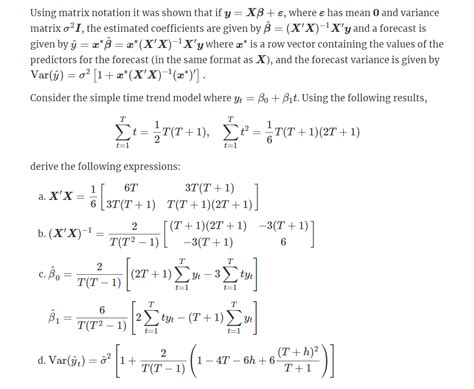 Solved Using matrix notation it was shown that if y Xβ ε Chegg com