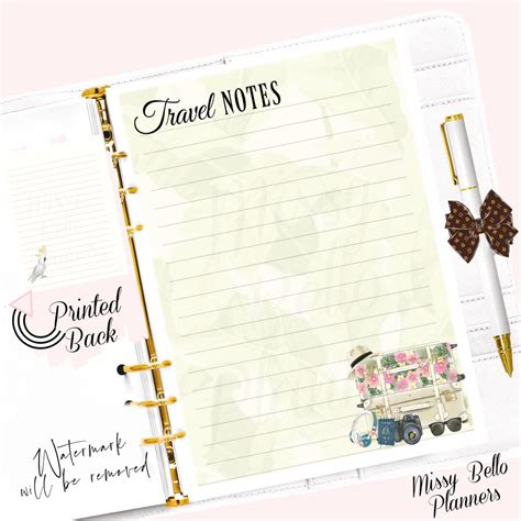 PRINTED Planner Note Paper Inserts Sizes A A MM PM Personal Happy Planner Filofax
