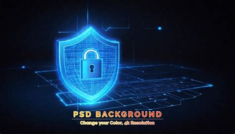 Cyber Security Concept Shield With Keyhole Icon On Digital Data Background Premium Ai