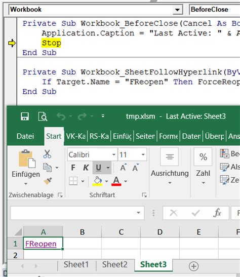 Excel Reopen Workbook At Last Active Sheet Stack Overflow