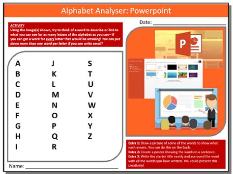 Microsoft Powerpoint Alphabet Analyser Sheet Ict Computing Starter Activity Keywords Ks3 Gcse
