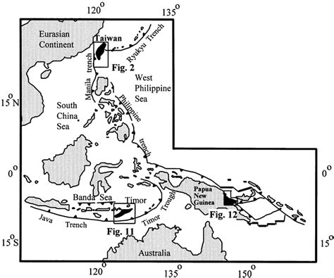 Modern Arccontinent Collision Tectonics In Taiwan Timor And Papua New