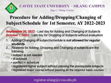 procedure for cavite state university silang campus