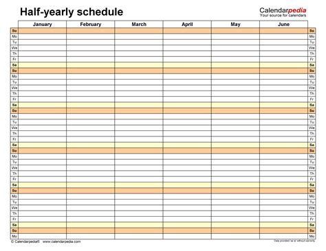 Yearly Schedules In Microsoft Excel Format Templates