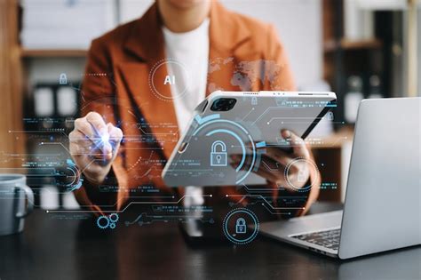 Premium Photo Cyber Security And Data Protection Business Using Computer And Tablet Protecting