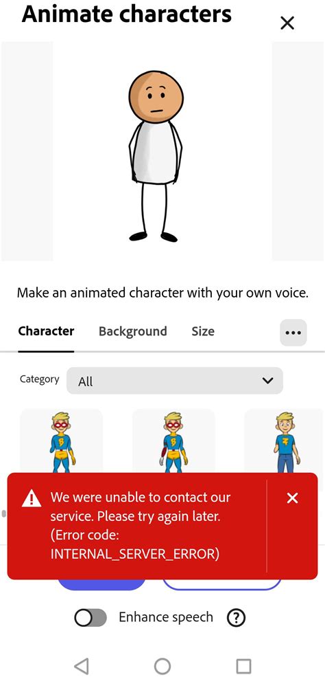 internal server error in animate characters adobe product community