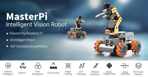 Masterpi Hiwonder Ai Vision Robot Arm With Mecanum Wheels Car With