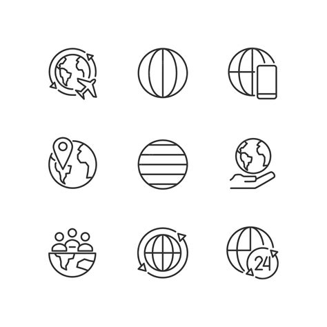 Premium Vector Globalization Pixel Perfect Linear Icons Set