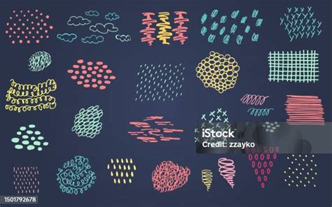 현대적인 추상 컬렉션은 트렌디한 팝 아트 스타일로 설정된 콜라주 미니멀 디자인입니다 간단한 기하학적 형태로 손으로 그린 컬러 잉크 스크러블 별 사각형 원형 반지 삼각형 벡터