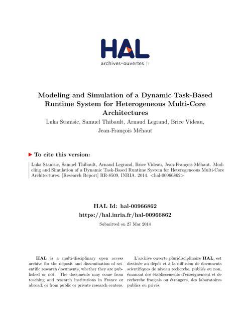 Pdf Modeling And Simulation Of A Dynamic Task Based Runtime System