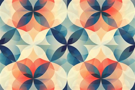 Abstract Geometric Pattern With Overlapping Circles And Flowers Premium AI Generated Image