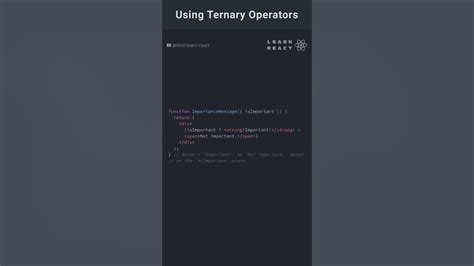 Ternary Operators In React Coding Reactfrontend Webdevelopment