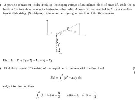 Solved A Particle Of Mass M Slides Freely On The Sloping Chegg