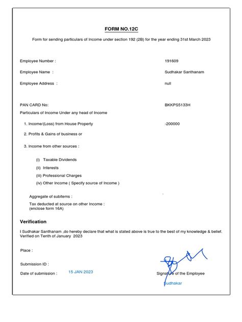 Form 12c Income Details Pdf