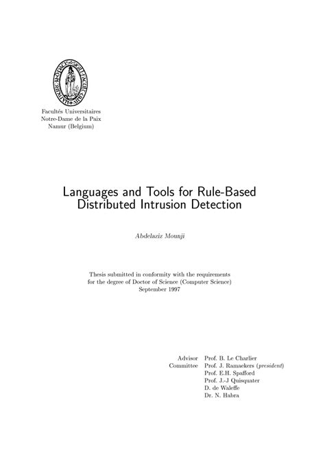 Pdf Languages And Tools For Rule Based Distributed Intrusion Detection