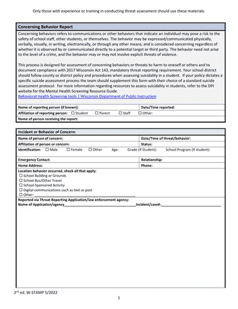 Wisconsin Concerning Behavior Report Fill Out Sign Online And Download Pdf Templateroller