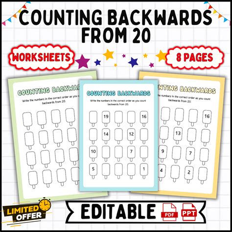 Counting Backwards From 20 Math Activity Prek 1st Grade Number Practice Made By Teachers