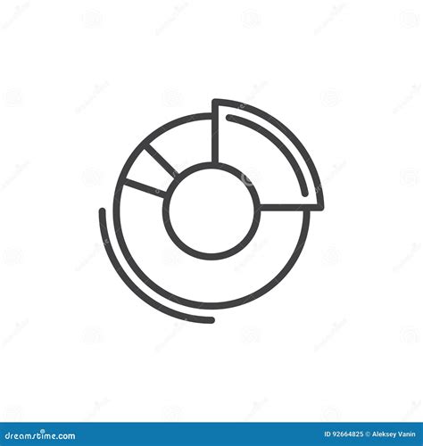 Doughnut Chart Line Icon Outline Vector Sign Linear Style Pictogram Isolated On White Symbol