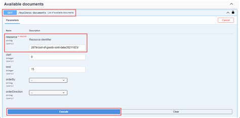 calling the business documents api