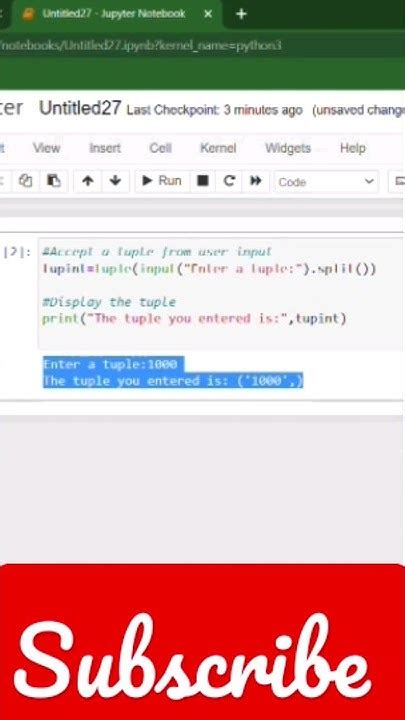 A Python Program To Accept A Tuple And Display It Shorts Coding Programming Viral Youtube