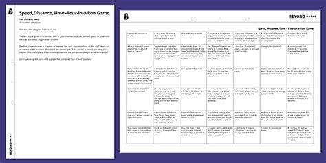 speed distance time four in a row game ks3 maths