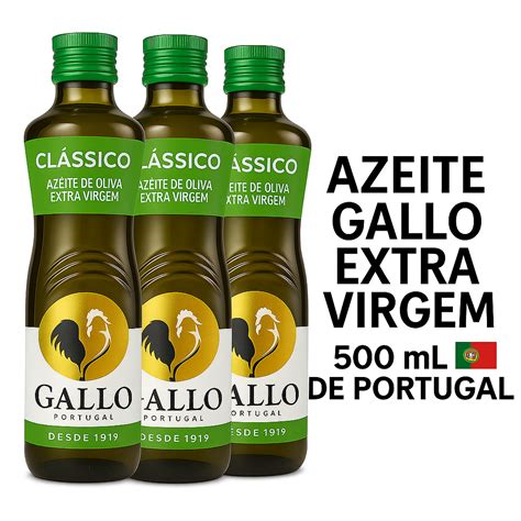 Kit 3 Azeite Gallo Extra Virgem 500ml Azeite Português Original Vidro