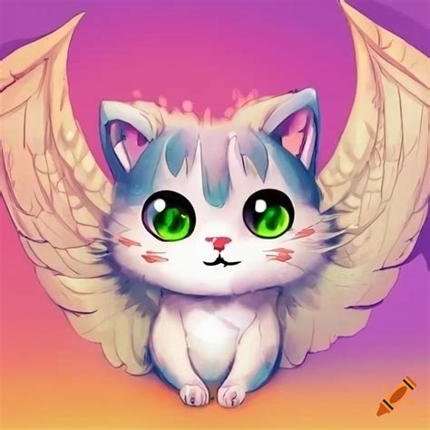 Cartoon Cat With Wings And Dragon Scales On Craiyon