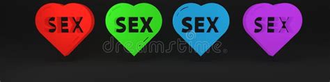 Colorful Heart With Text Sex Icon Isolated On Black Background Adults