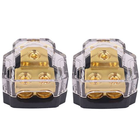 2x Audio Amplifier Power Distribution Block 1 In 2 Out Way Power Ground Distributor Blocks Car