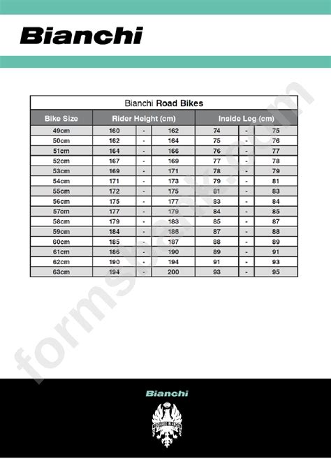 Je James Cycles Bianchi Road Bike Sizing Guide Printable Pdf Download