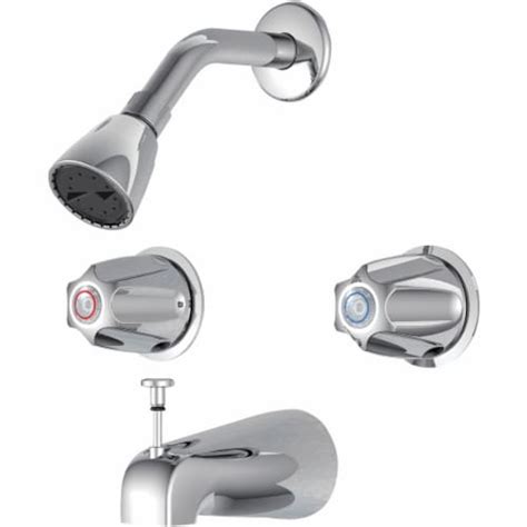 Home Impressions Chrome 2 Handle Metal Knob Tub And Shower Faucet