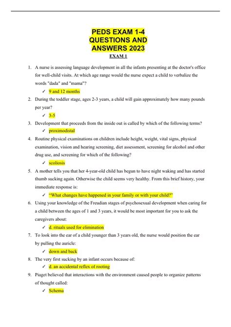 Peds Exam 1 4 Questions And Answers 2023 Peds Stuvia Us