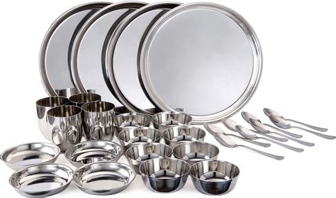 Topzea Lot De 26 Assiettes Et Bols De Camping En Acier Inoxydable Avec