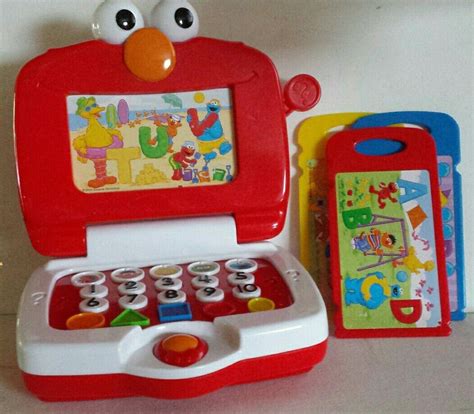 Sesame Street Talking Learning Elmo Laptop Computer Toy W 4 Cards