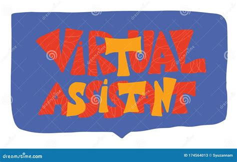 Virtual Assistant Text Vector Hand Drawn Quote Stock Vector