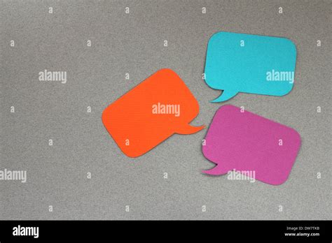 Paper Dialog Boxes On Gray Background With Blank Empty Copy Space Stock