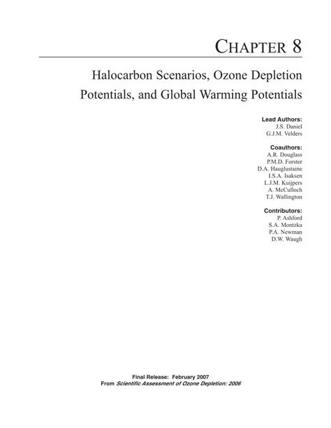 Pdf Chapter 8ozone Depletion Potentials And Global Warming Potentials