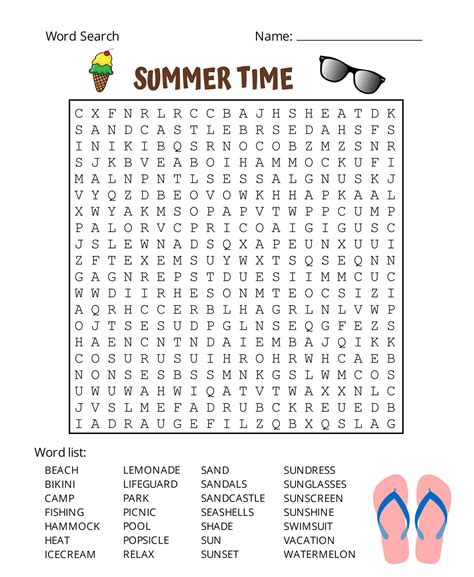 Printable Fun Summer Word Search Puzzle – Free download and print for you.