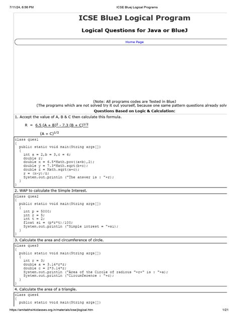 Icse Bluej Logical Programs Pdf Salary Taxes