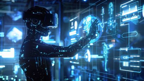 graphic representation of ai driven virtual reality environments stock